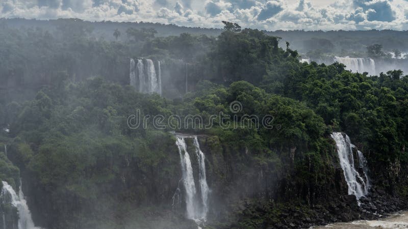 Tropical Waterfall Landscape. Streams Cascade Down from Ledges of Rocks ...