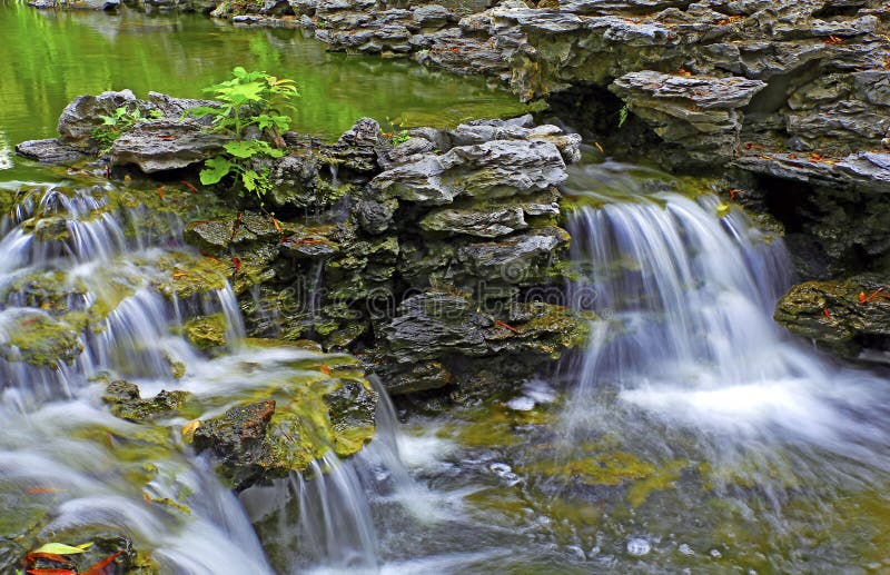 Tropical Waterfall in Zen Garden Stock Photo - Image of rocks, flowing ...