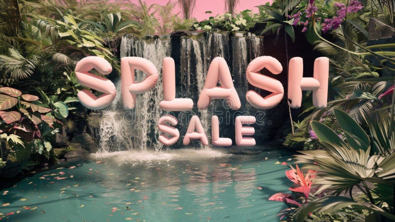 Tropical Waterfall Splash Sale Promotion Banner Stock Photo - Image of ...