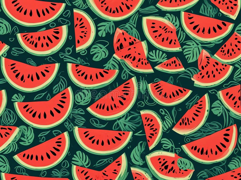 Tropical Watermelon Fruit Pattern Vector - Generated by Ai Stock ...