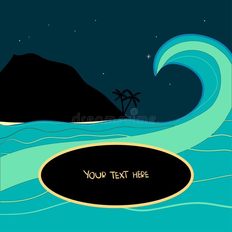 Tropical wave at night stock illustration. Illustration of scenery ...