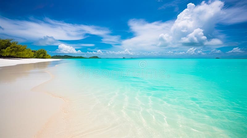 Tropical Beach and Turquoise Ocean Lanscape. AI Generative Stock ...