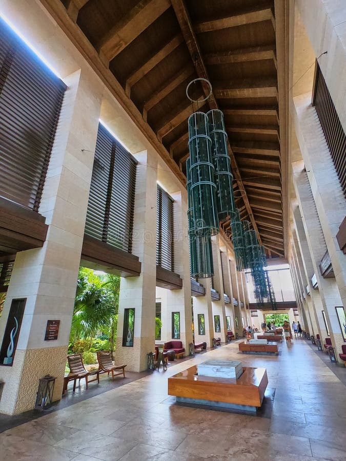 Tropics Interior Architeture of Covered Pathway with Large Metal ...