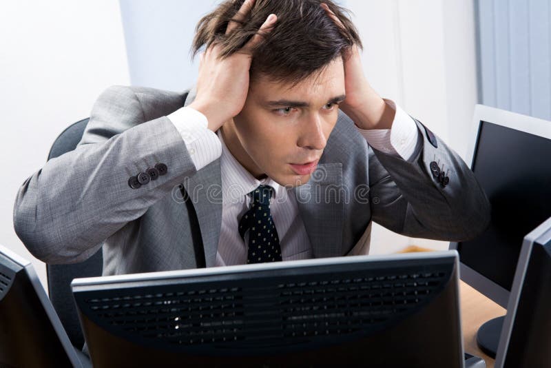 Trouble stock image. Image of employee, people, computer - 7055207