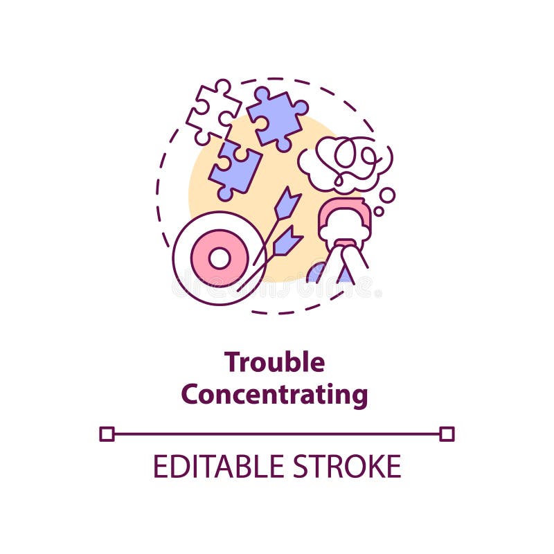 Trouble Concentrating Concept Icon Stock Vector - Illustration of ...