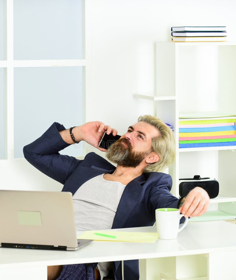 Telecommuting Work from Home Man Working Remotely Stock Image - Image ...