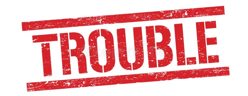 TROUBLE Text on Red Vintage Lines Stamp Stock Illustration ...