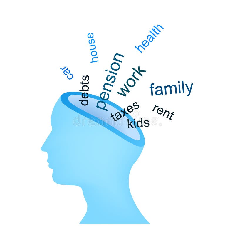 Trouble thoughts in mind stock vector. Illustration of flow - 9413696