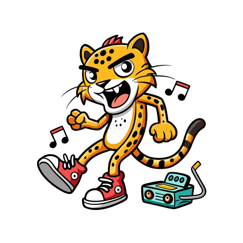 Troubled Cheetah Working on Music Production Stock Photo - Illustration ...
