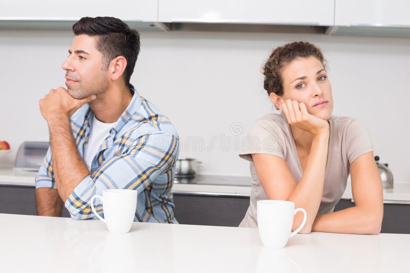 Troubled Couple Having Coffee Not Talking Stock Photo - Image of ...