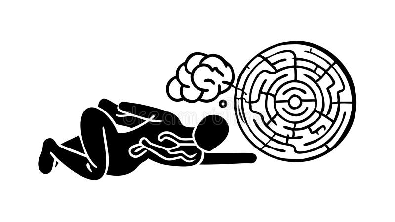 Troubled Mind Labyrinth Icon, Overthinking, Mental Burden, Vector ...