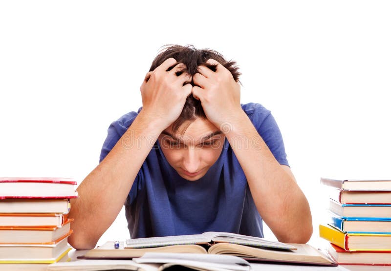 Troubled Student with a Books Stock Photo - Image of collapse, cute ...