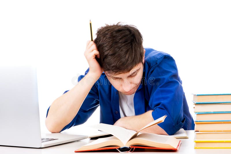 Troubled Student with a Books Stock Image - Image of person, cute ...