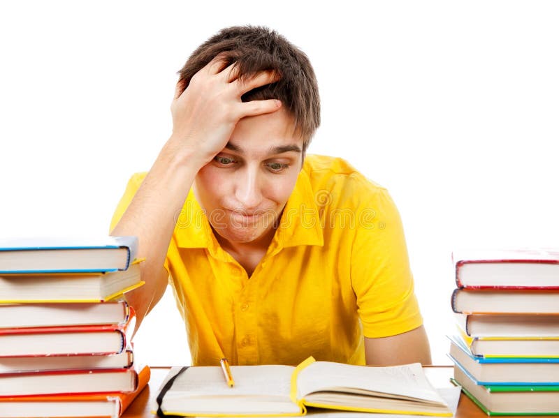 Troubled Student with a Books Stock Photo - Image of collapse, cute ...