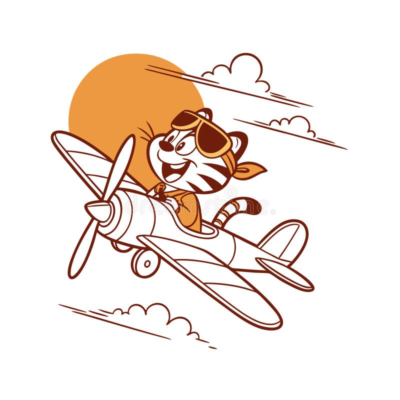 Troubled Tiger Cub Flying Adventure Stock Illustration - Illustration ...