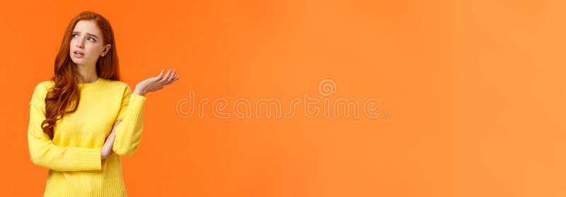 Troubled and Unsure, Indecisive Cute Redhead Girl Trying Solve Problem ...