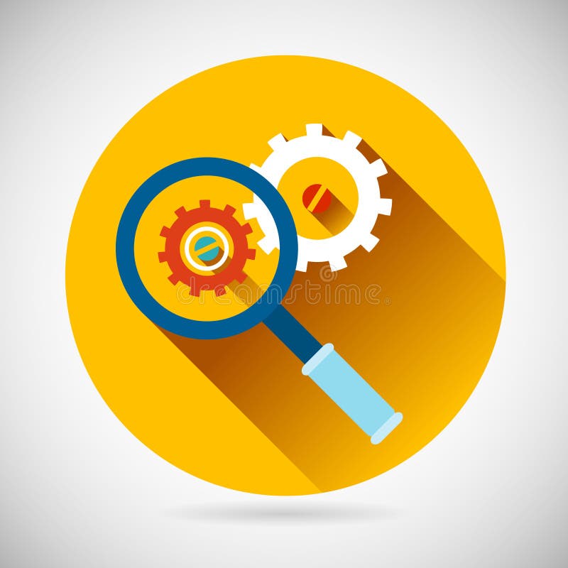 Troubleshooting Symbol Magnifying Glass and Gears Stock Vector ... Troubleshooting Symbol Magnifying Glass and Gears Stock Vector ...