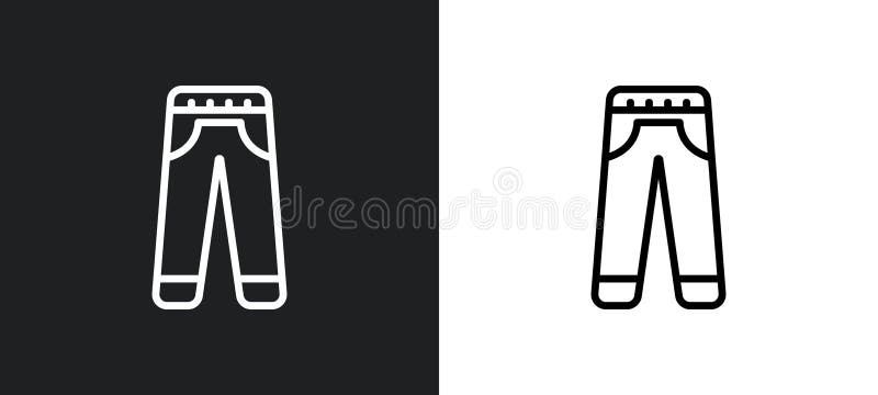 Trouser Outline Icon in White and Black Colors. Trouser Flat Vector ...