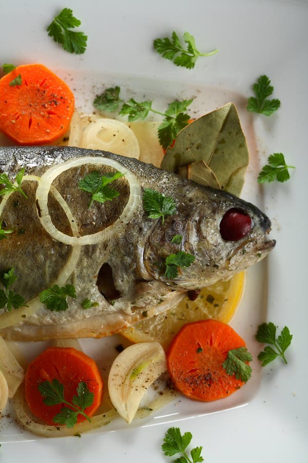 Stuffed Trout with Lemon Dish Stock Photo - Image of healthy, oven ...