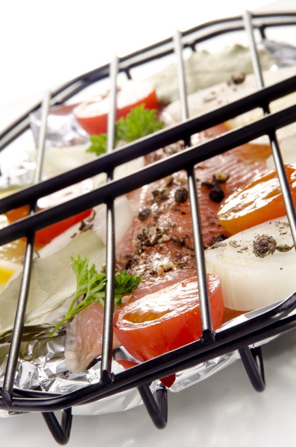 Trout Fillet In A Fish Grill Stock Photo - Image of herb, grill: 21609190