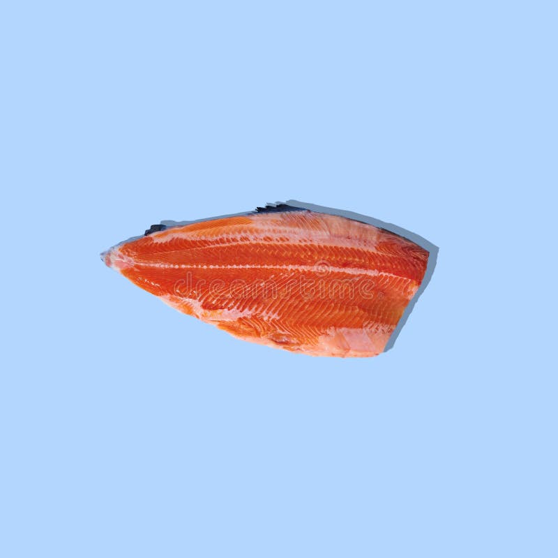 Trout Fillet in Front of Blue Background. Stock Image - Image of meal ...