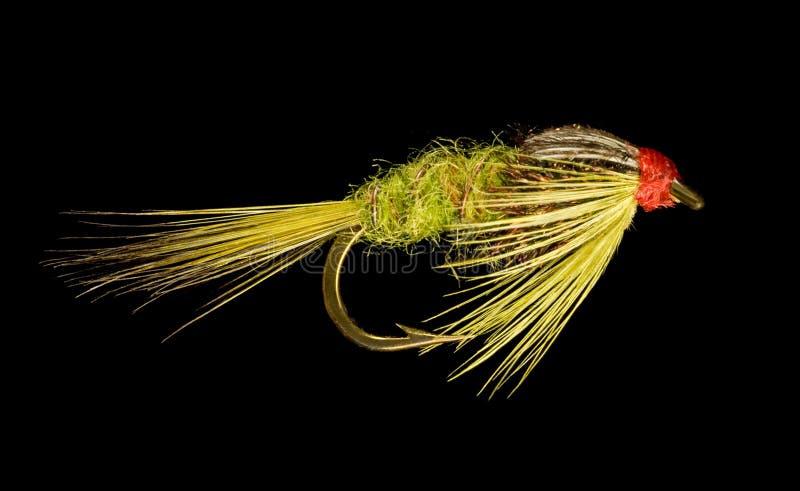 Fly Fishing Lures - Flies with Fisherman Stock Image - Image of detail ...