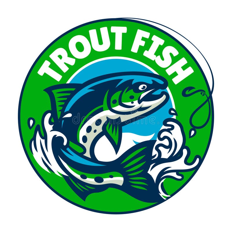 Trout Fishing Logo Badge Design Stock Vector - Illustration of design ...