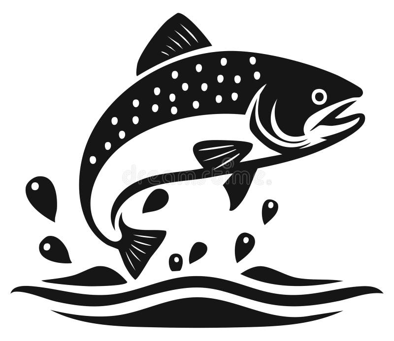 Trout Jumping Out of the Water Illustration Stock Vector - Illustration ...