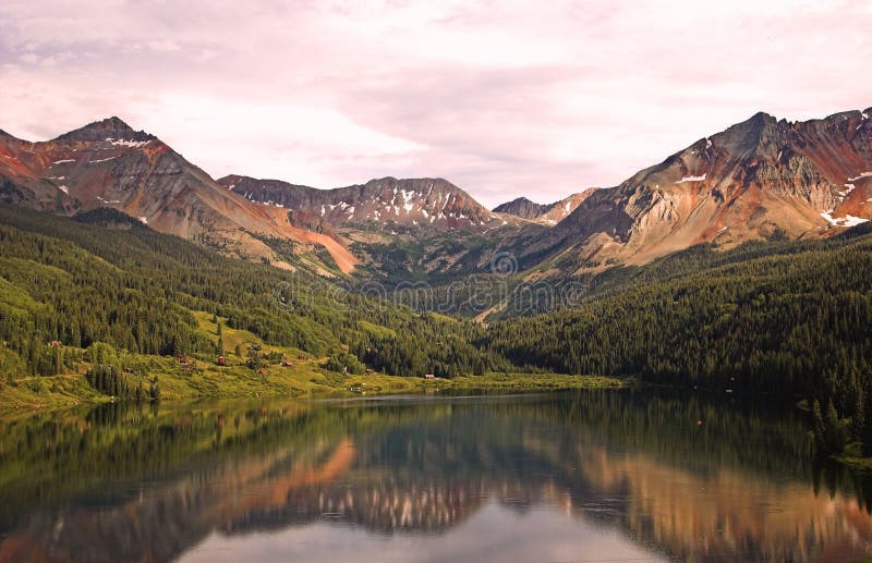 Trout lake reflection stock photo. Image of peace, purple - 251044