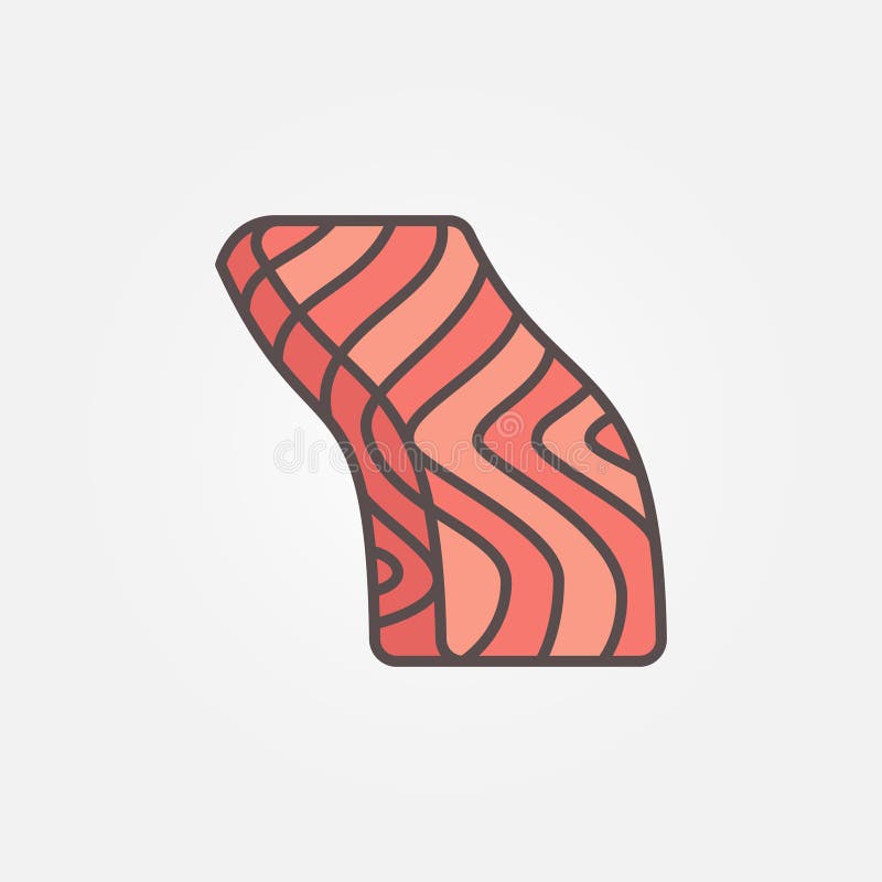 Trout or Salmon Fish Slice Flat Vector Icon or Logo Element Stock ...