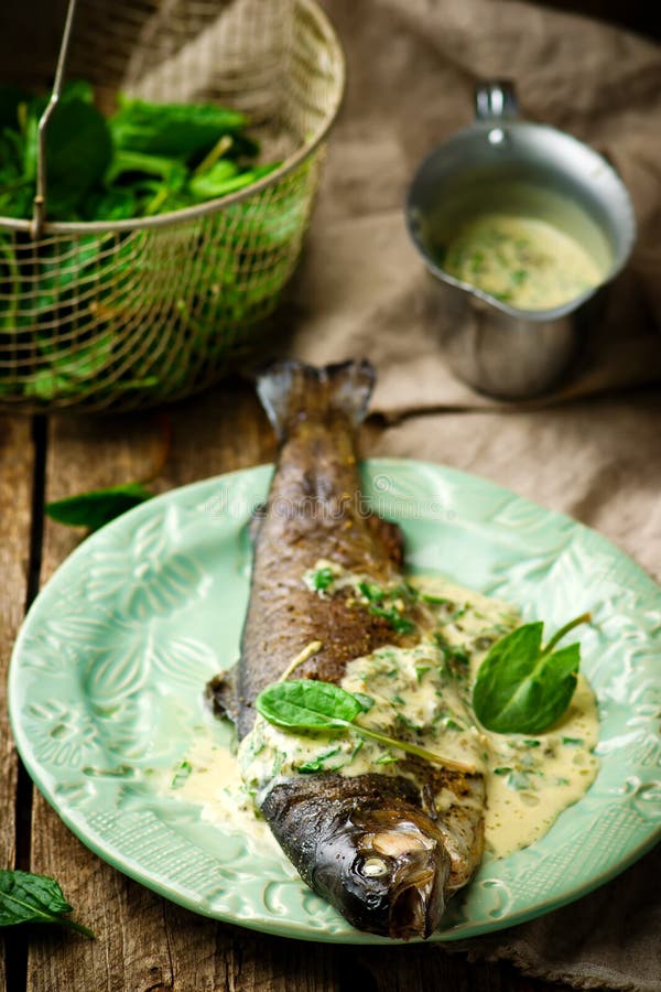 Trout Stewed with Sauce from a Sorrel. Stock Photo - Image of dinner ...