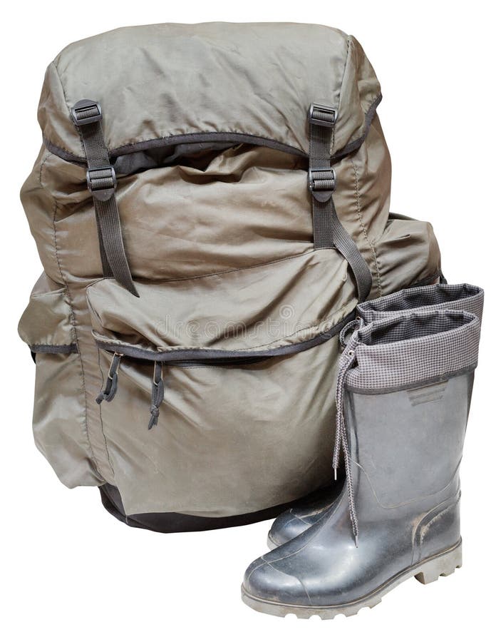 Trouxa E Gumboots Isolados No Branco Imagem de Stock - Imagem de saco ...