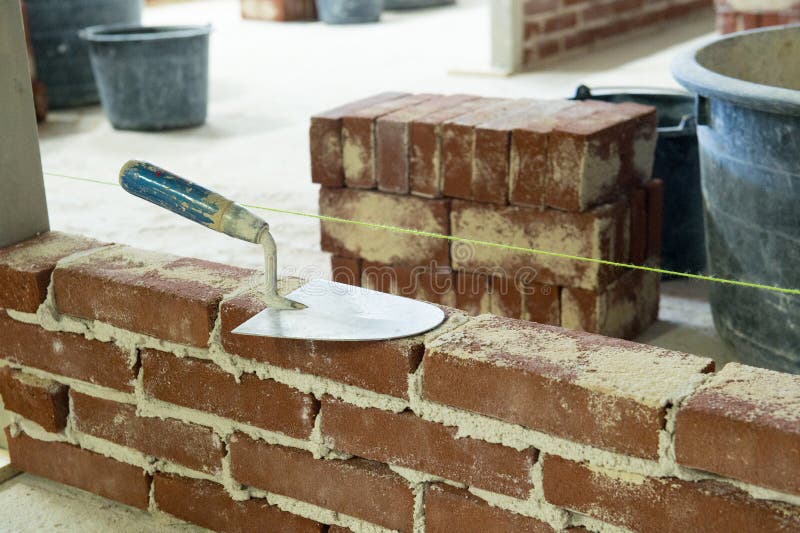 Trowel and bricks stock image. Image of industrial, bucket - 29857281