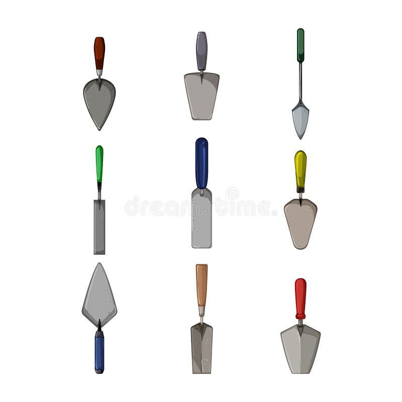 Trowel Cement Set Cartoon Vector Illustration Stock Vector ...