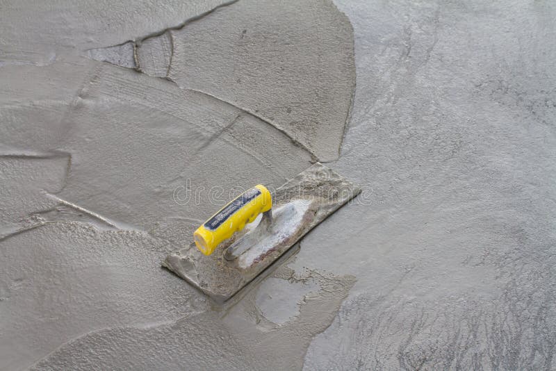 Trowel on Fresh Concrete on Construction Site Stock Photo - Image of ...
