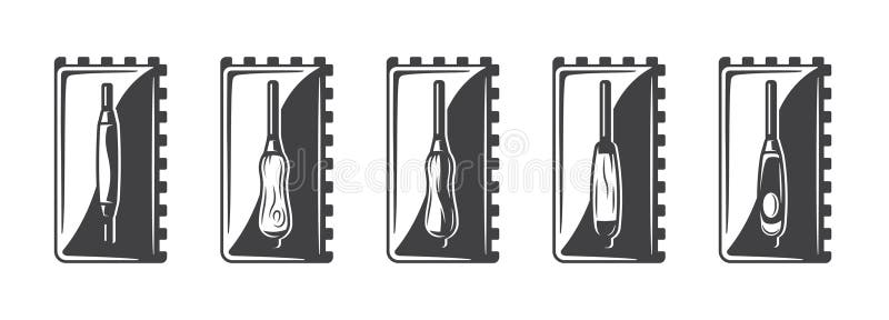 Trowel Rectangular Notched Set for Laying Floor Tiles Stock Vector ...
