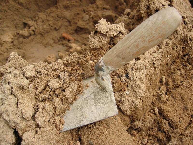 Trowell and Sand stock image. Image of cement, home, mortar - 1028787