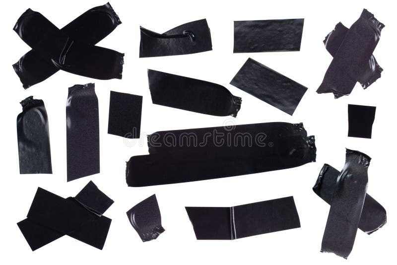 Trozos De Cinta Aislante Negra Aislados En Blanco Stock de ilustración ...