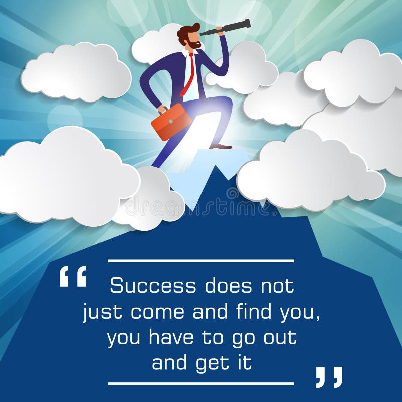 Inspirational Motivational Quote. Businessman Step Up Stairs with Red ...