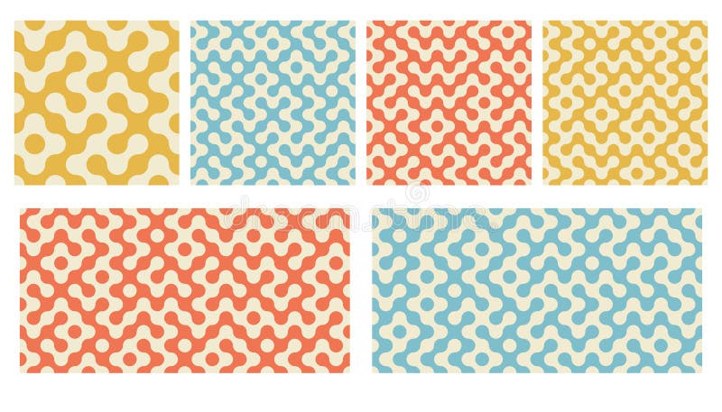Truchet Round Shapes Seamless Pattern Collection. Contemporary Style ...