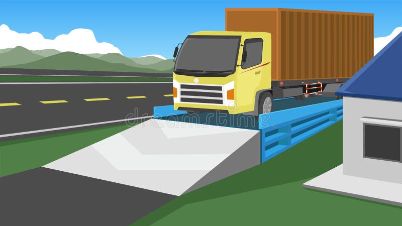 Vector or Illustrator of Container Car on the Weighing Scale. Stock ...