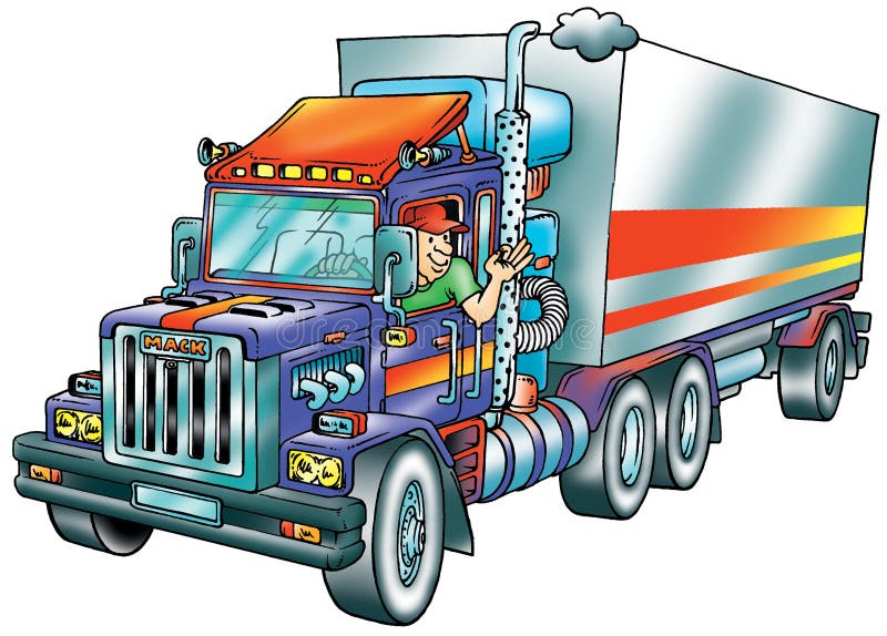 Driver Backing Up a Semi Tractor Stock Illustration - Illustration of ...