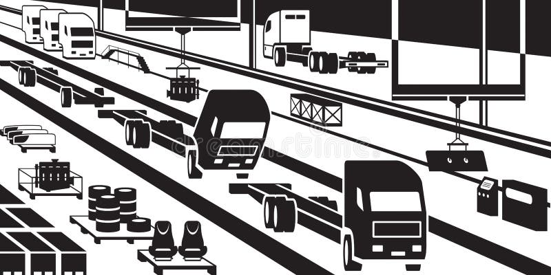 Truck assembly line stock vector. Illustration of measuring - 228835145