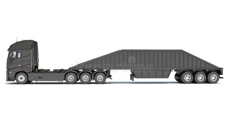 Truck with Bottom Dump Trailer 3D Rendering Stock Illustration ...