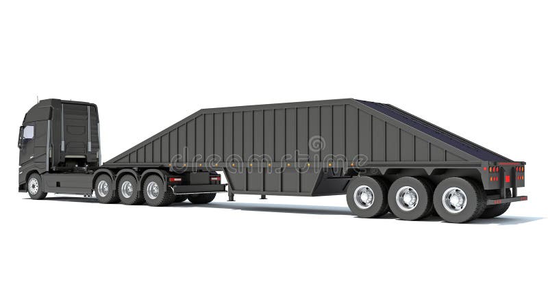 Truck with Bottom Dump Trailer 3D Rendering Stock Illustration ...