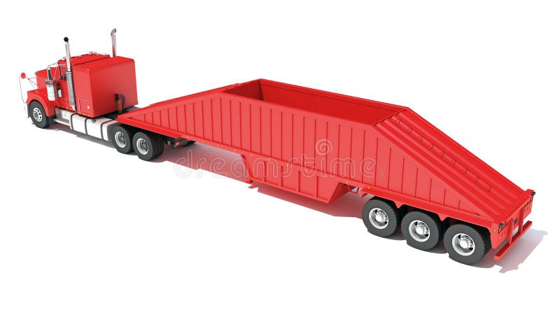 Truck with Bottom Dump Trailer 3D Rendering Stock Illustration ...