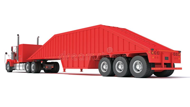 Truck with Bottom Dump Trailer 3D Rendering Stock Illustration ...