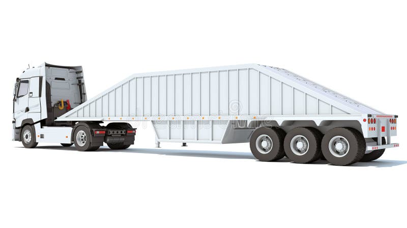 Truck with Bottom Dump Trailer 3D Rendering Stock Illustration ...
