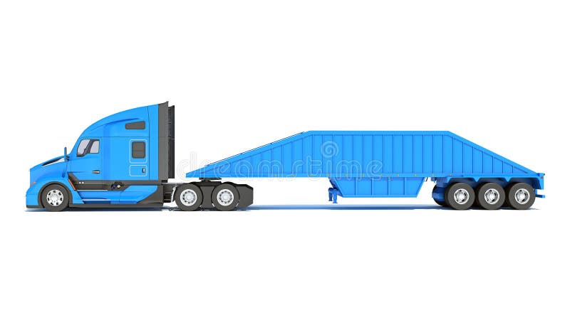 Truck with Bottom Dump Trailer 3D Rendering Stock Illustration ...