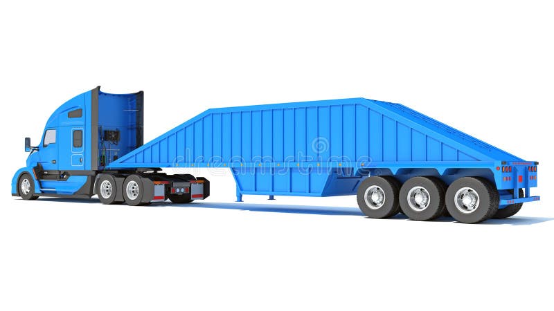 Truck with Bottom Dump Trailer 3D Rendering Stock Illustration ...